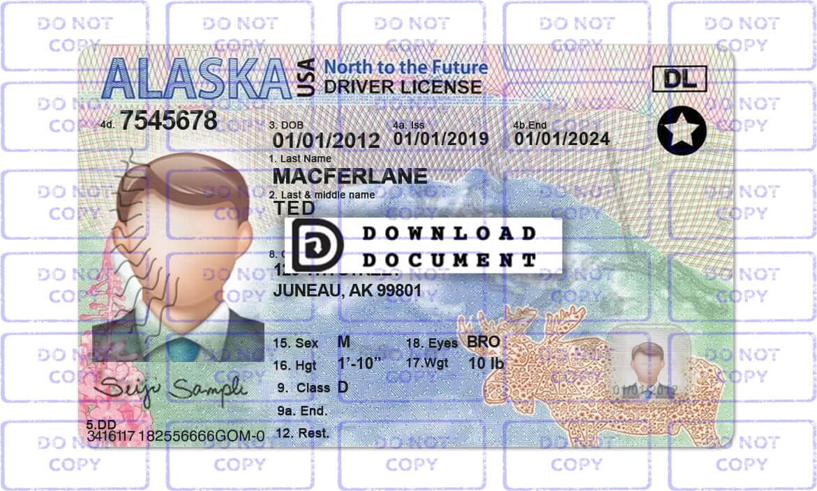 Alaska Driver License Template – EDIT DL