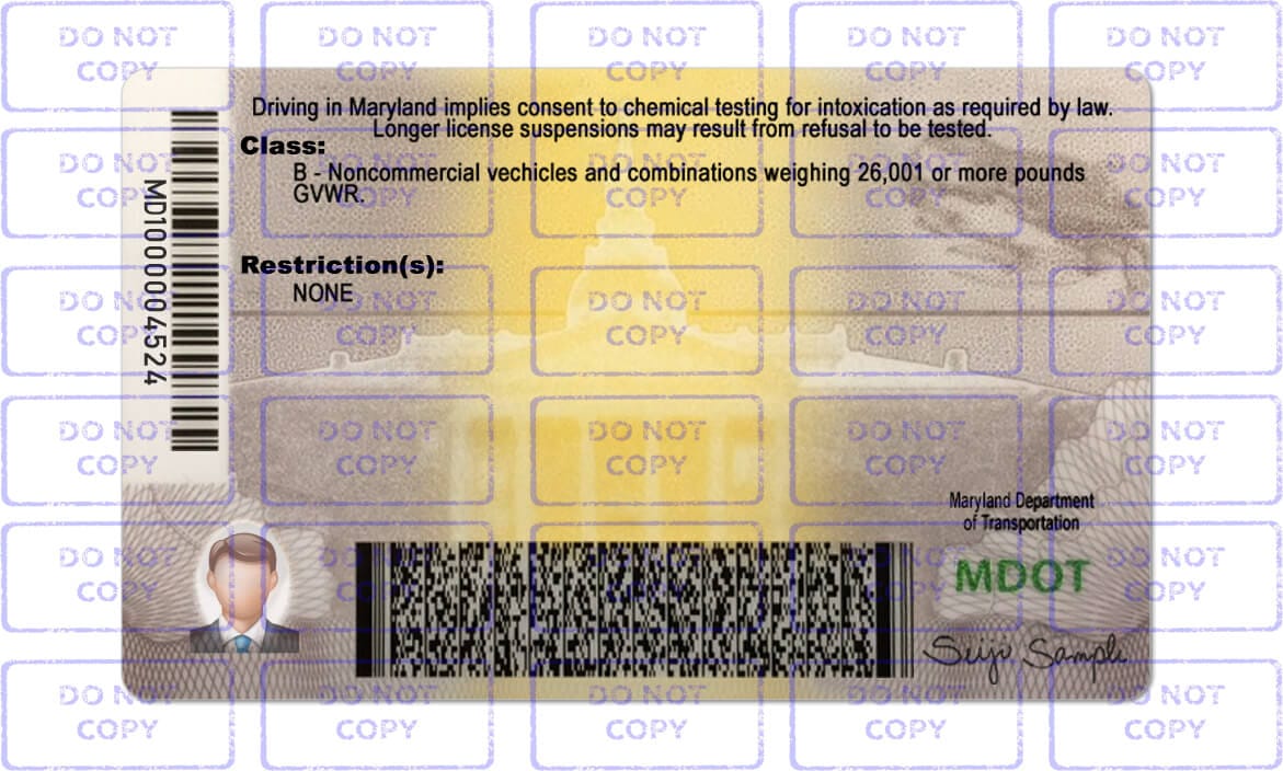 Maryland Driver License Template – EDIT DL