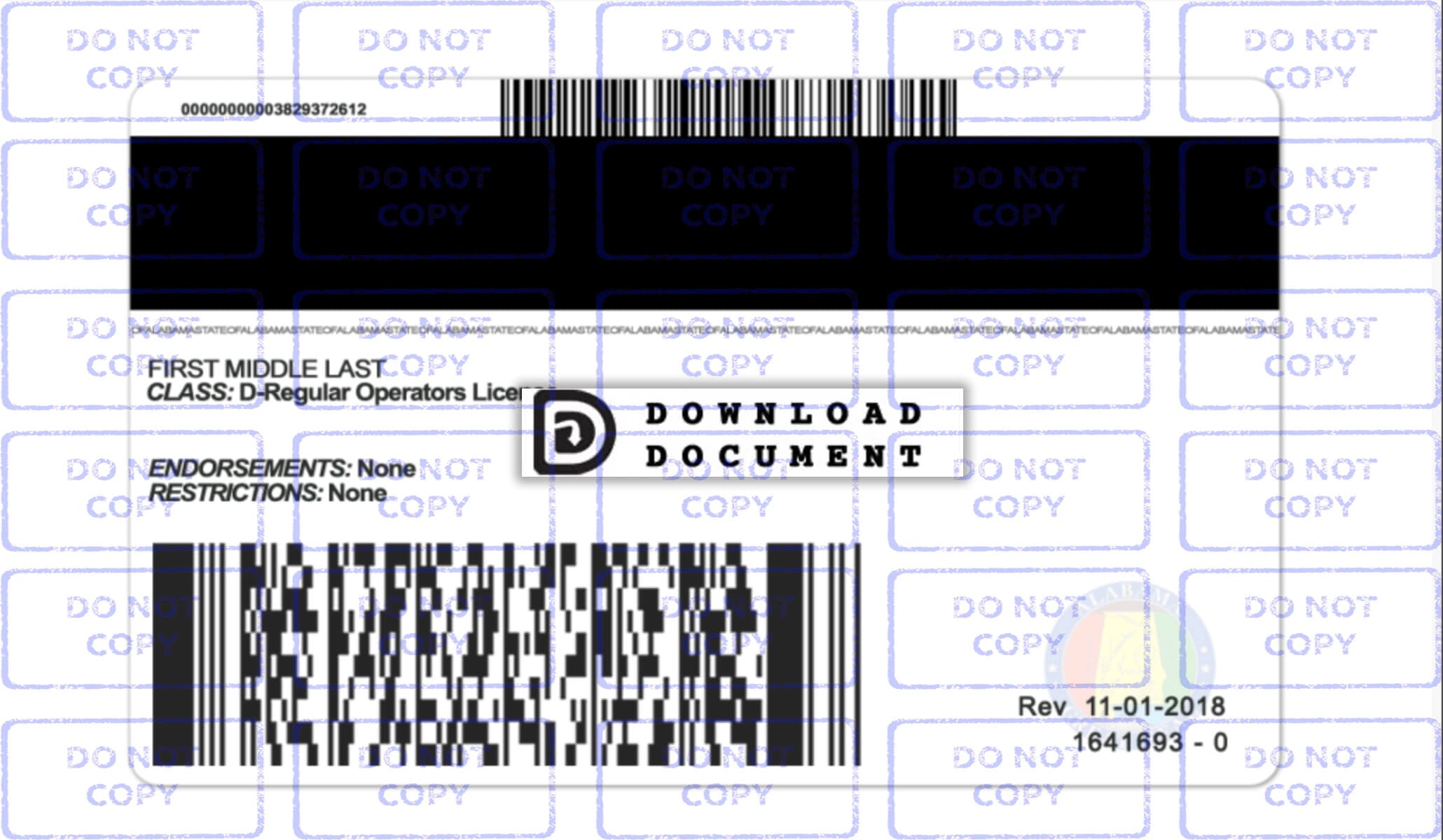 Alabama Driver License Template – EDIT DL